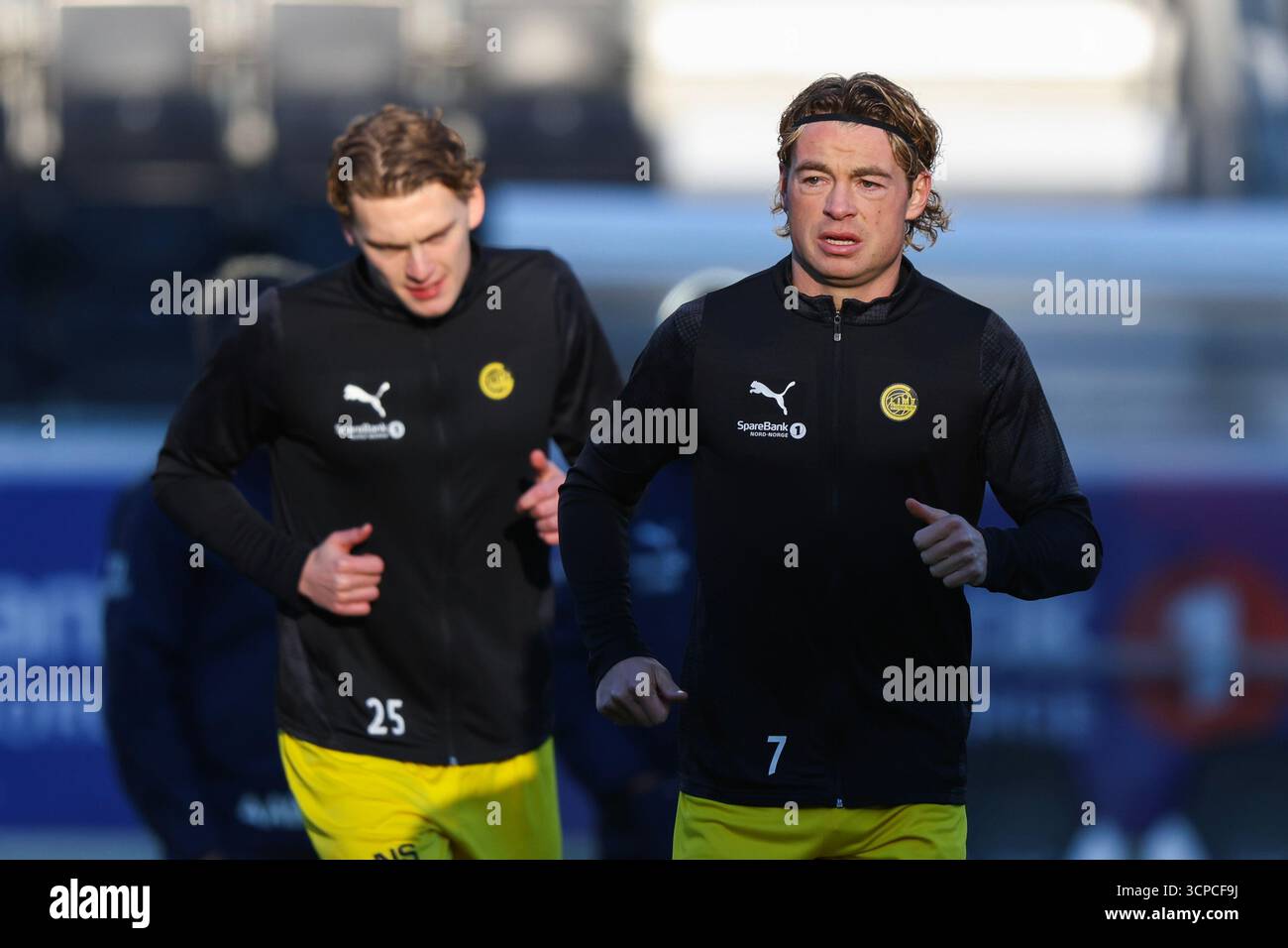 Skien 20250925. Bodø/Glimt's Patrick Berg warming up before the ...