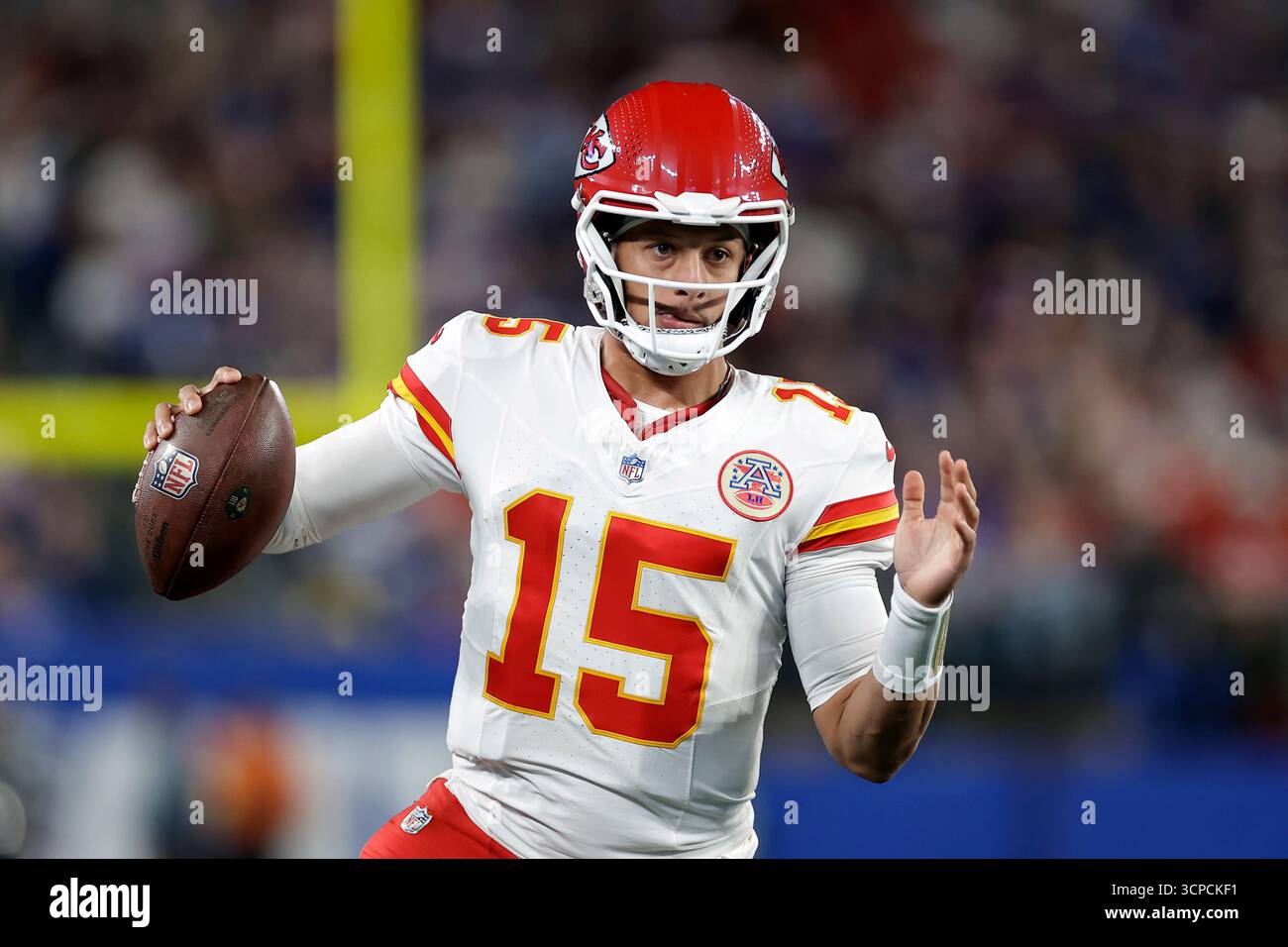 Kansas City Chiefs quarterback Patrick Mahomes (15) runs with the ball ...