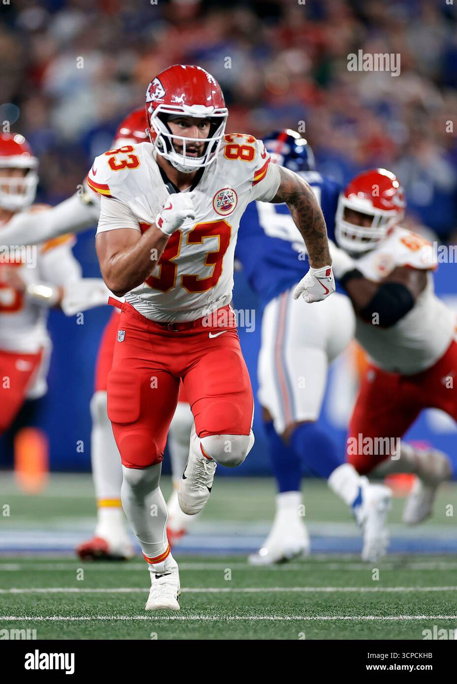 Kansas City Chiefs tight end Noah Gray (83) runs during an NFL football ...