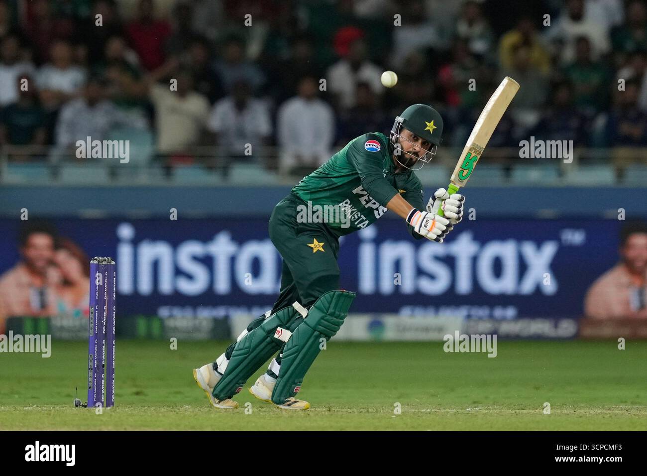 Pakistan's Faheem Ashraf plays a shot during the Asia Cup cricket match ...