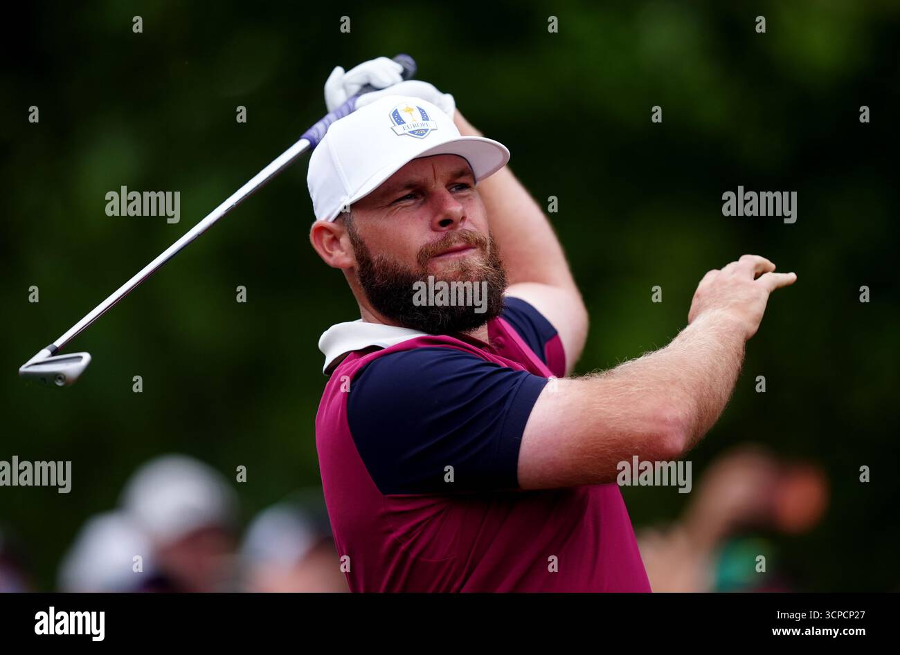 Tyrrell Hatton of Team Europe during a practice round at the Bethpage ...