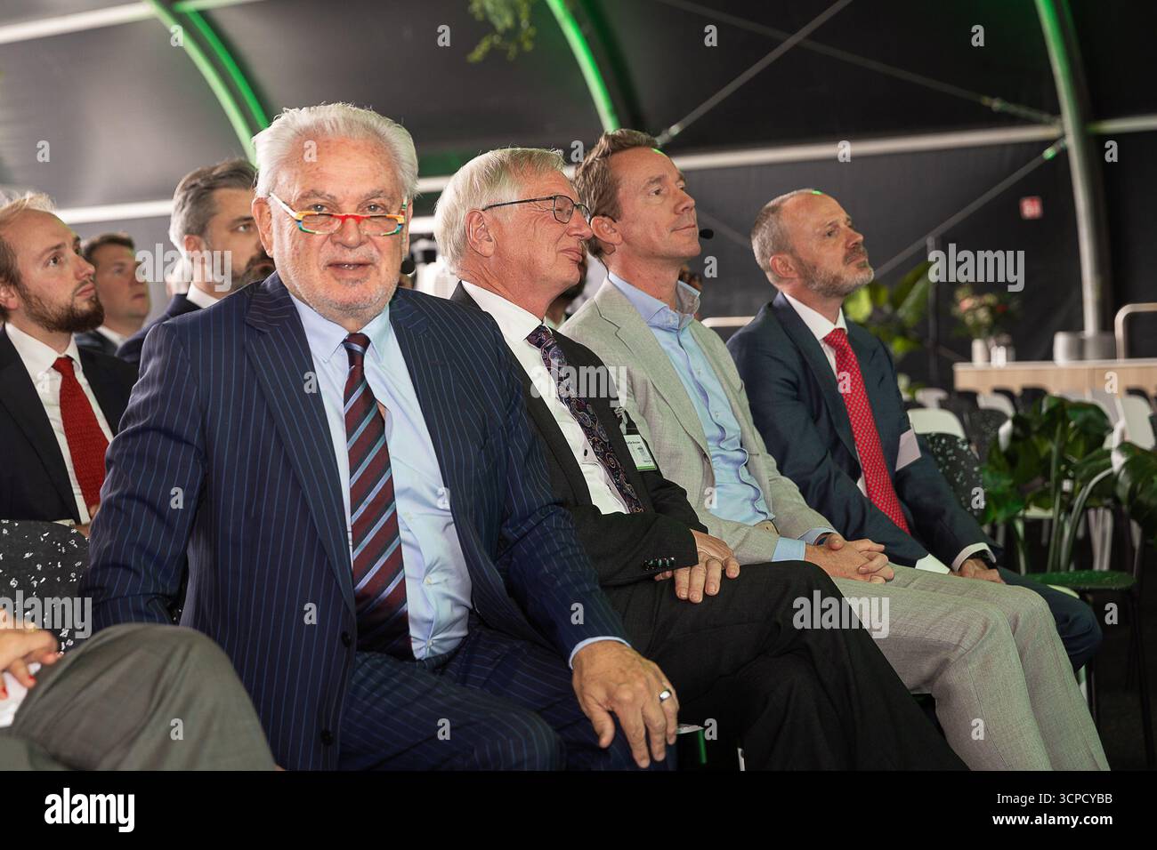 Katoen Natie CEO Fernand Huts, Indaver CEO Paul De Bruycker, Flemish ...