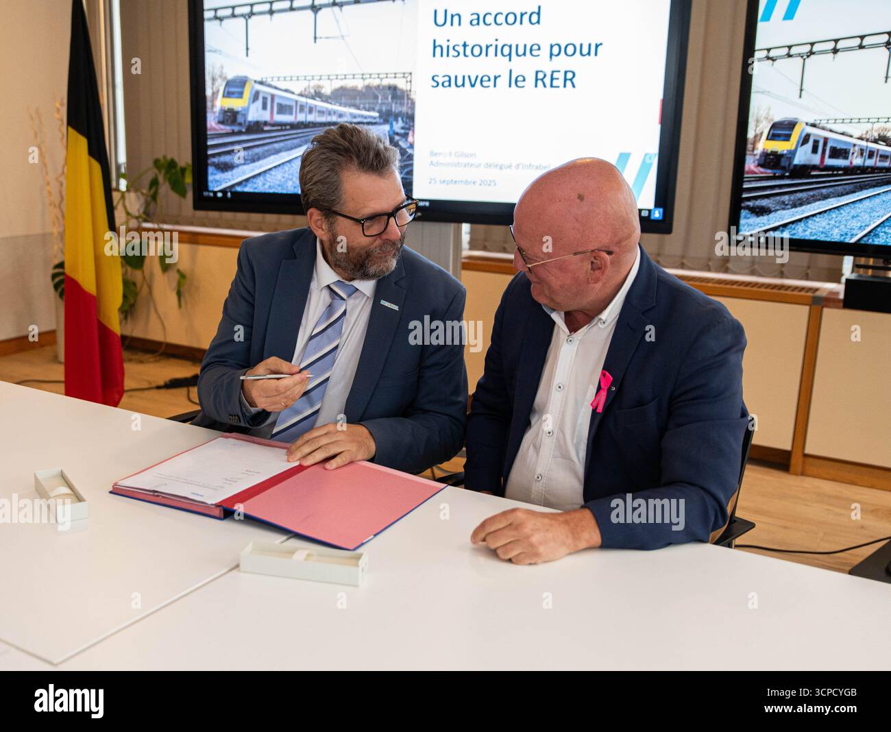 Infrabel CEO Benoit Gilson and Minister of Climate and Mobility Jean ...