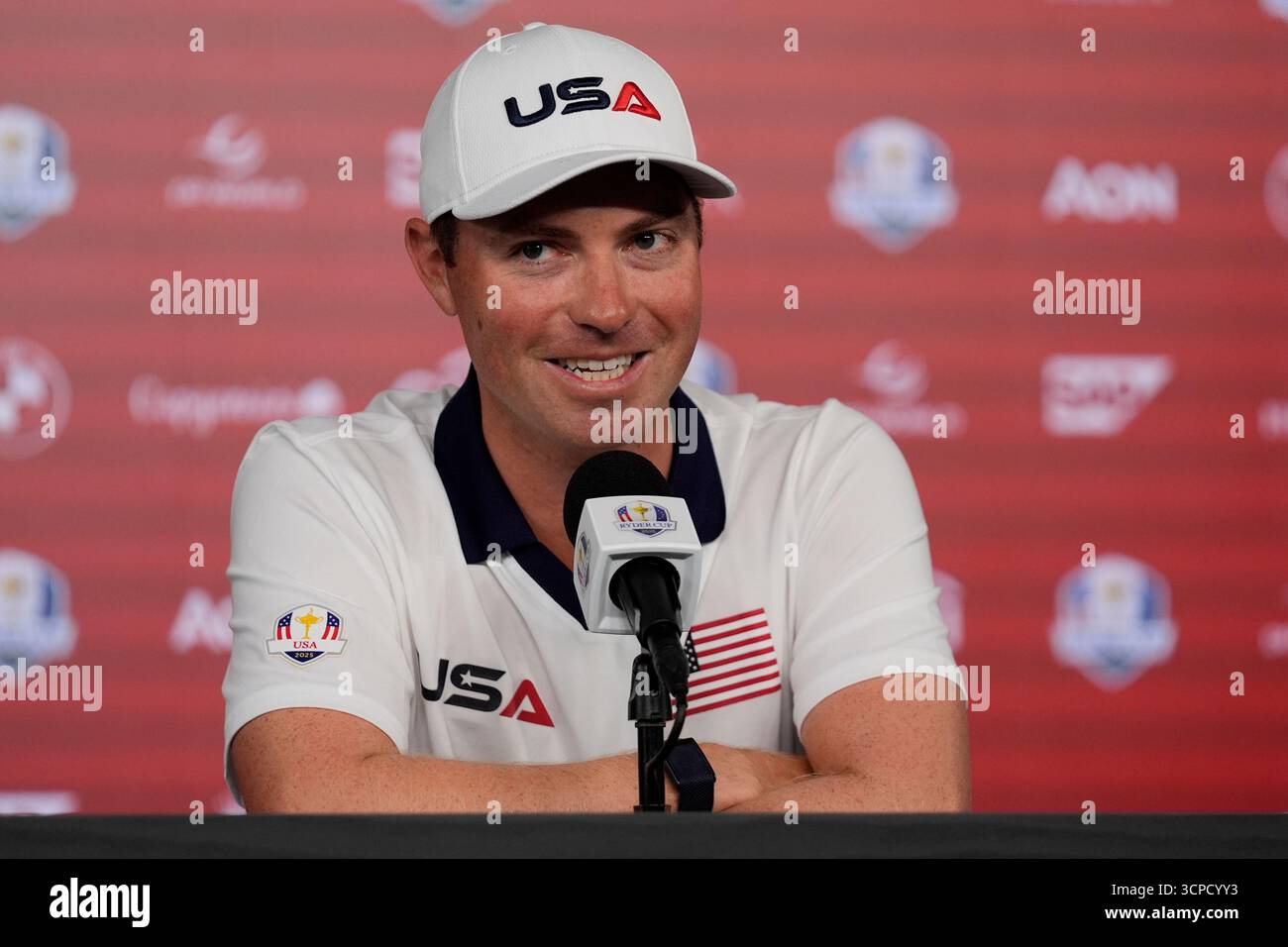 United States' Ben Griffin speaks during a news conference at the Ryder ...