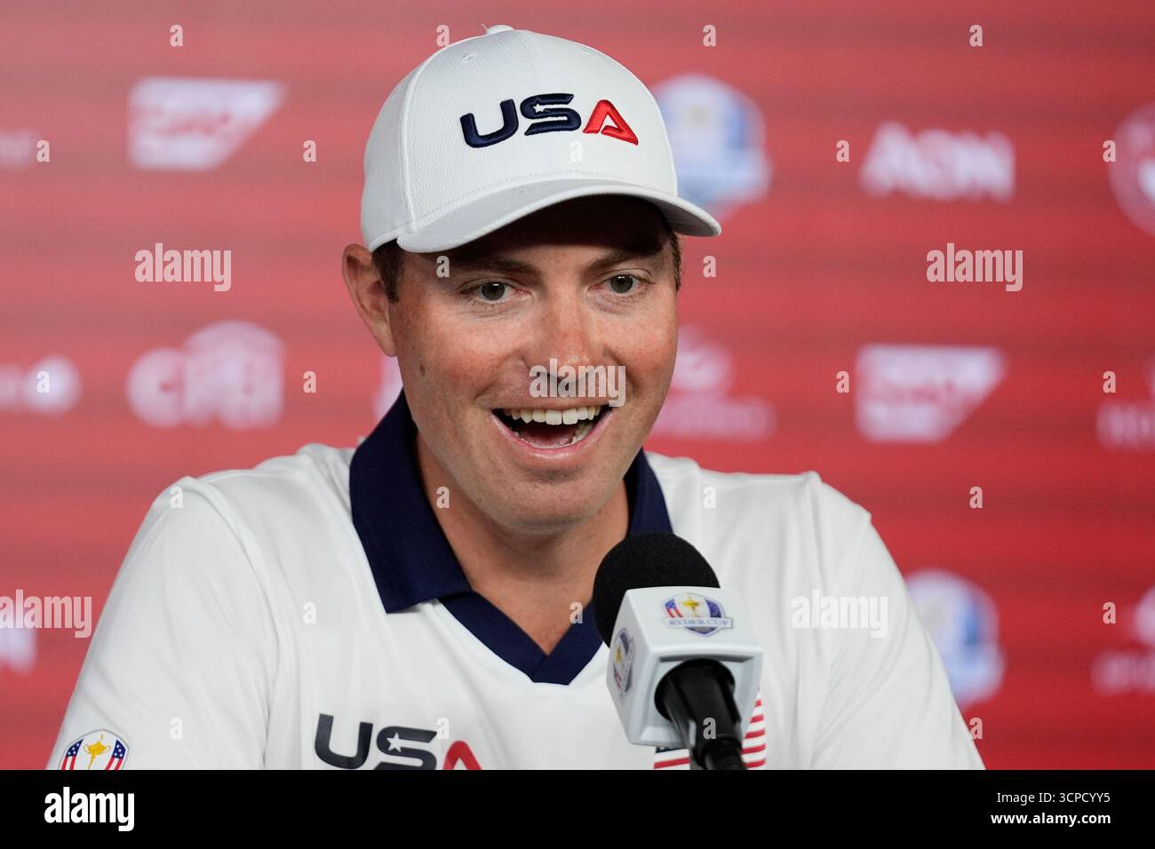 United States' Ben Griffin speaks during a news conference at the Ryder ...