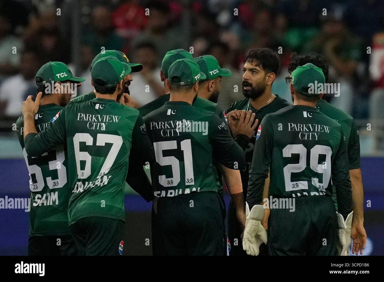 Pakistan's Haris Rauf, second right, celebrates with teammates after ...
