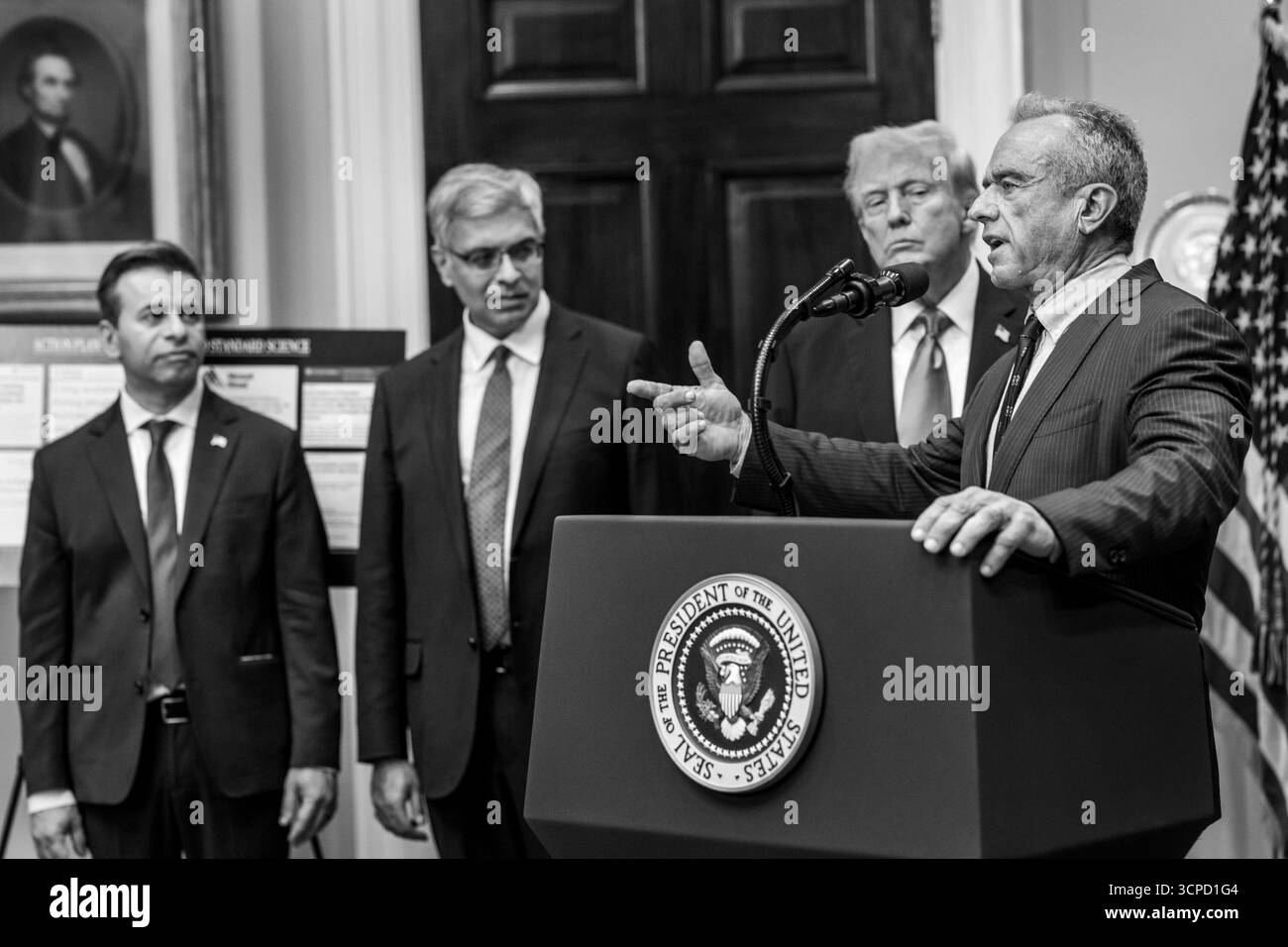 President Donald Trump answers questions from the media after making an ...