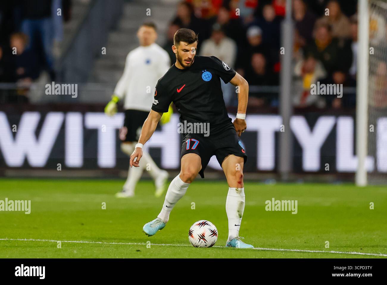 Mihai Popescu of Fotbal Club FCSB controls the ball during the UEFA ...