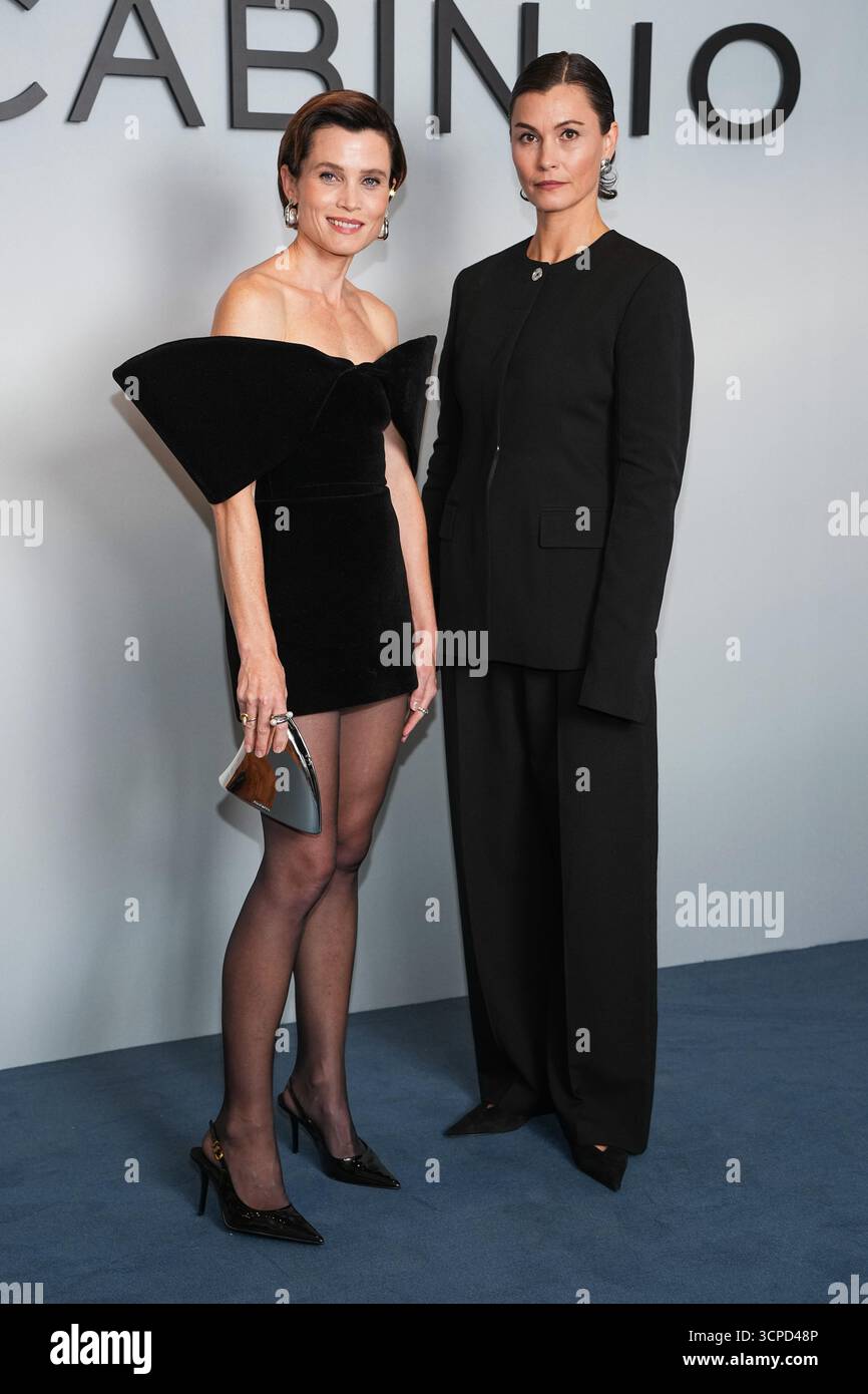 Gitte Witt, left, and Lisa Loven Kongsli pose for photographers upon arrival at the premiere of ...