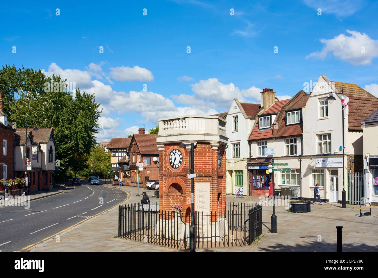 The historic centre of Rainham, Greater London, UK, with clocktower ...