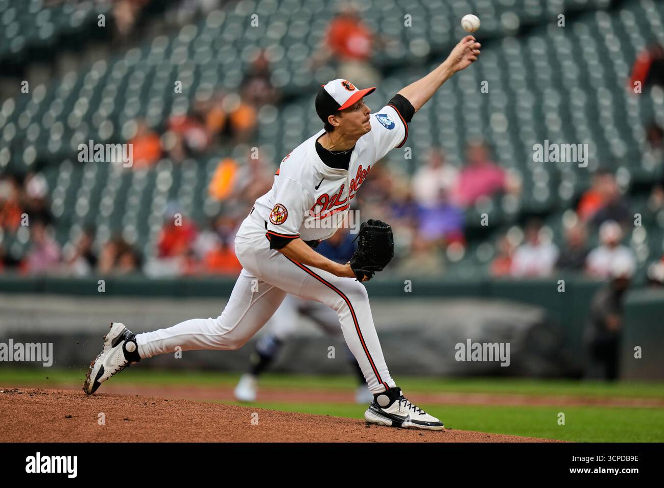 Baltimore Orioles starting pitcher Cade Povich delivers during the ...