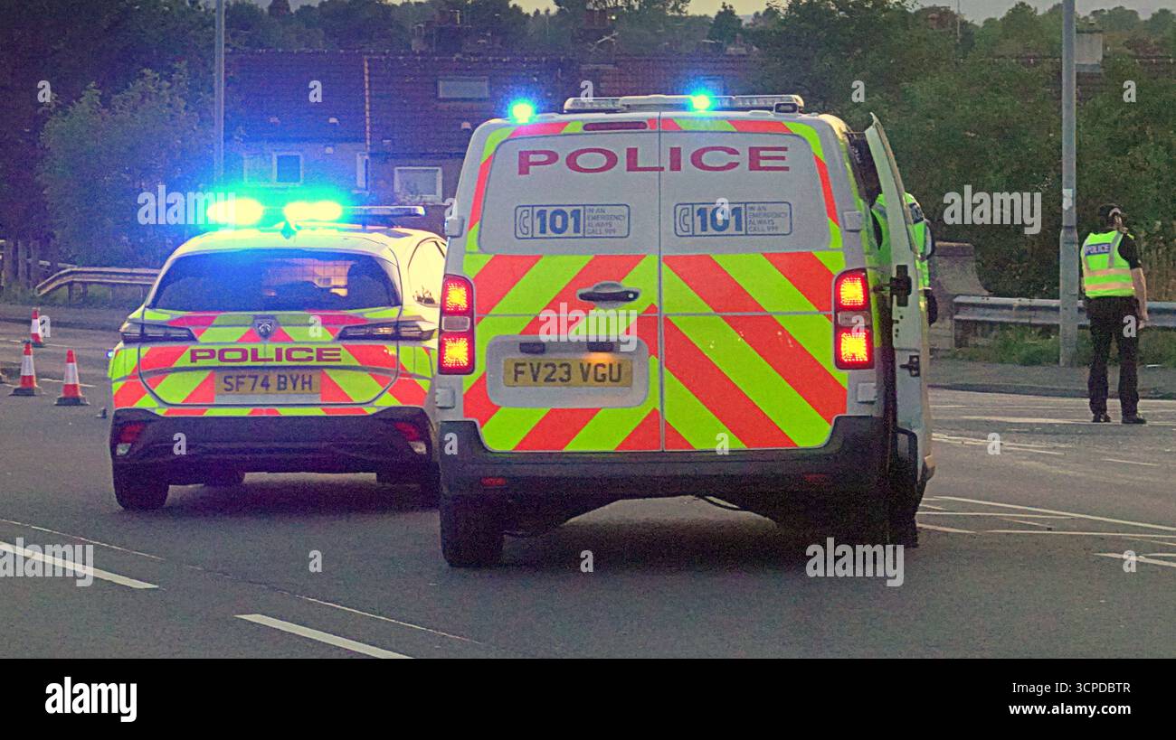 Glasgow, Scotland, UK. 25th September, 2025. Car crash near Drumchapel ...