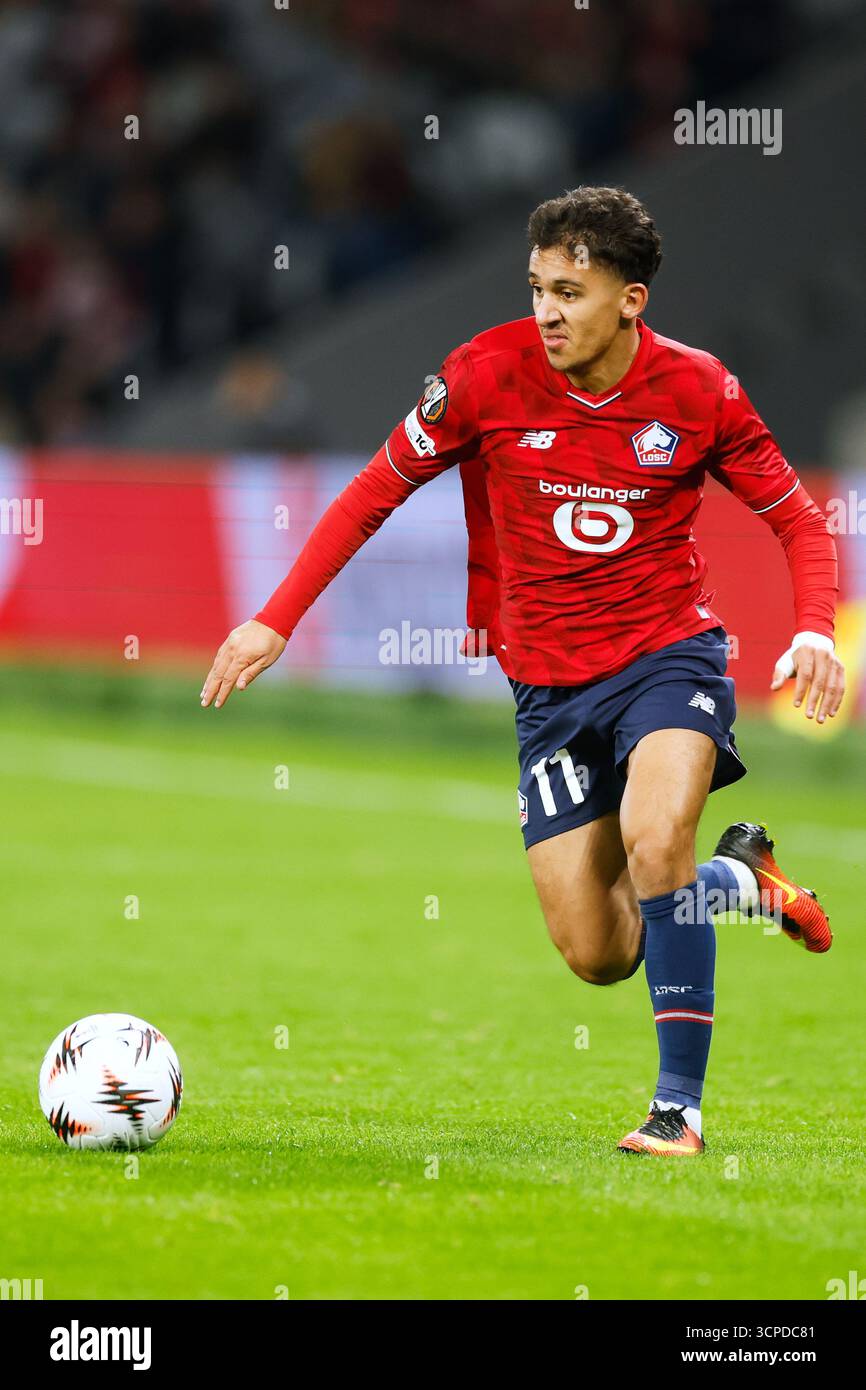Lille's Osame Sahraoui in action during the Europa League soccer match ...