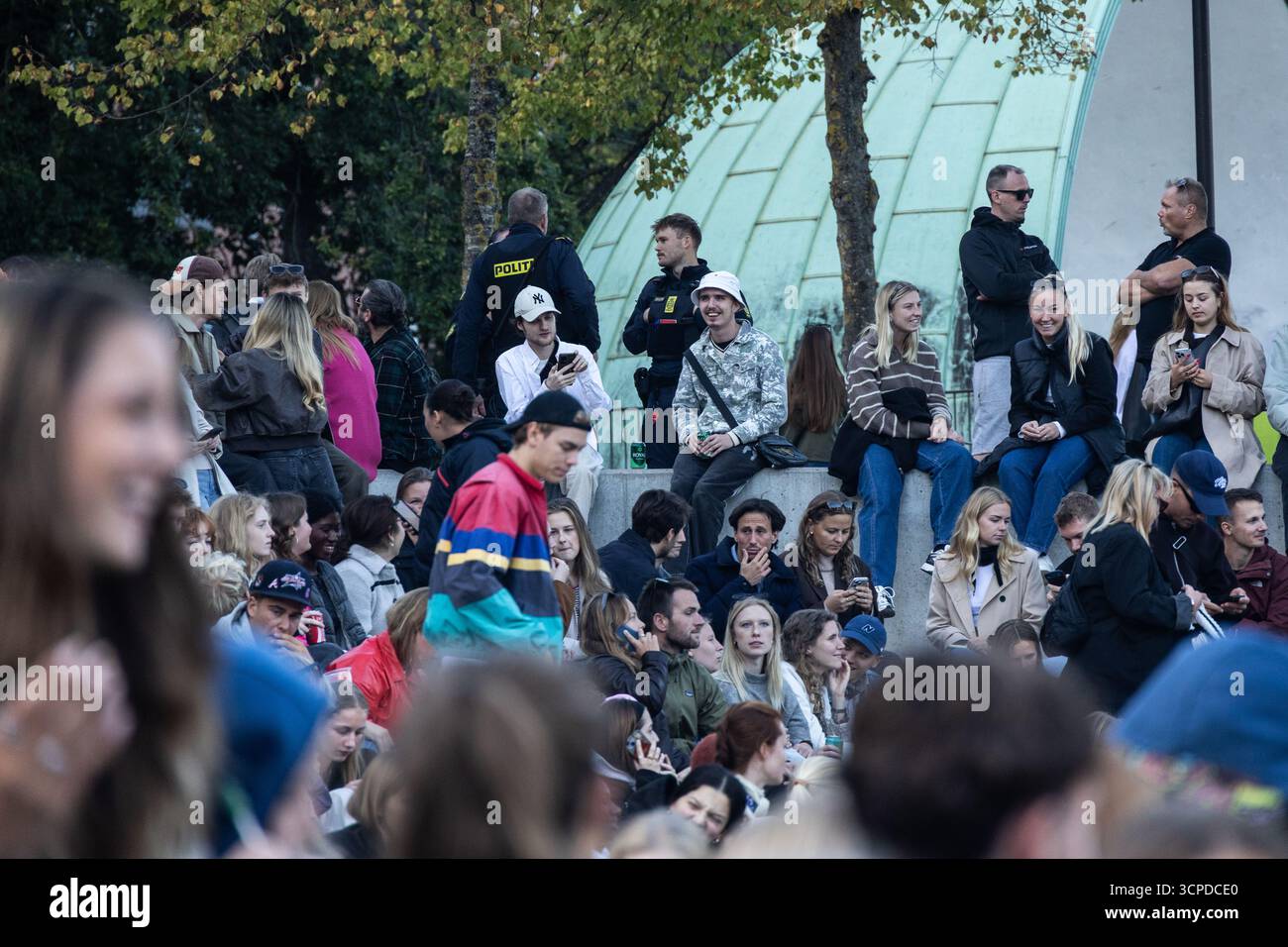 The crowd attends a free concert by the Danish band APHACA at ...