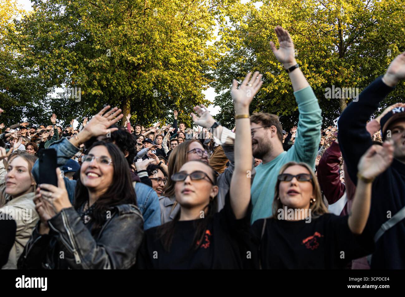 The crowd attends a free concert by the Danish band APHACA at ...