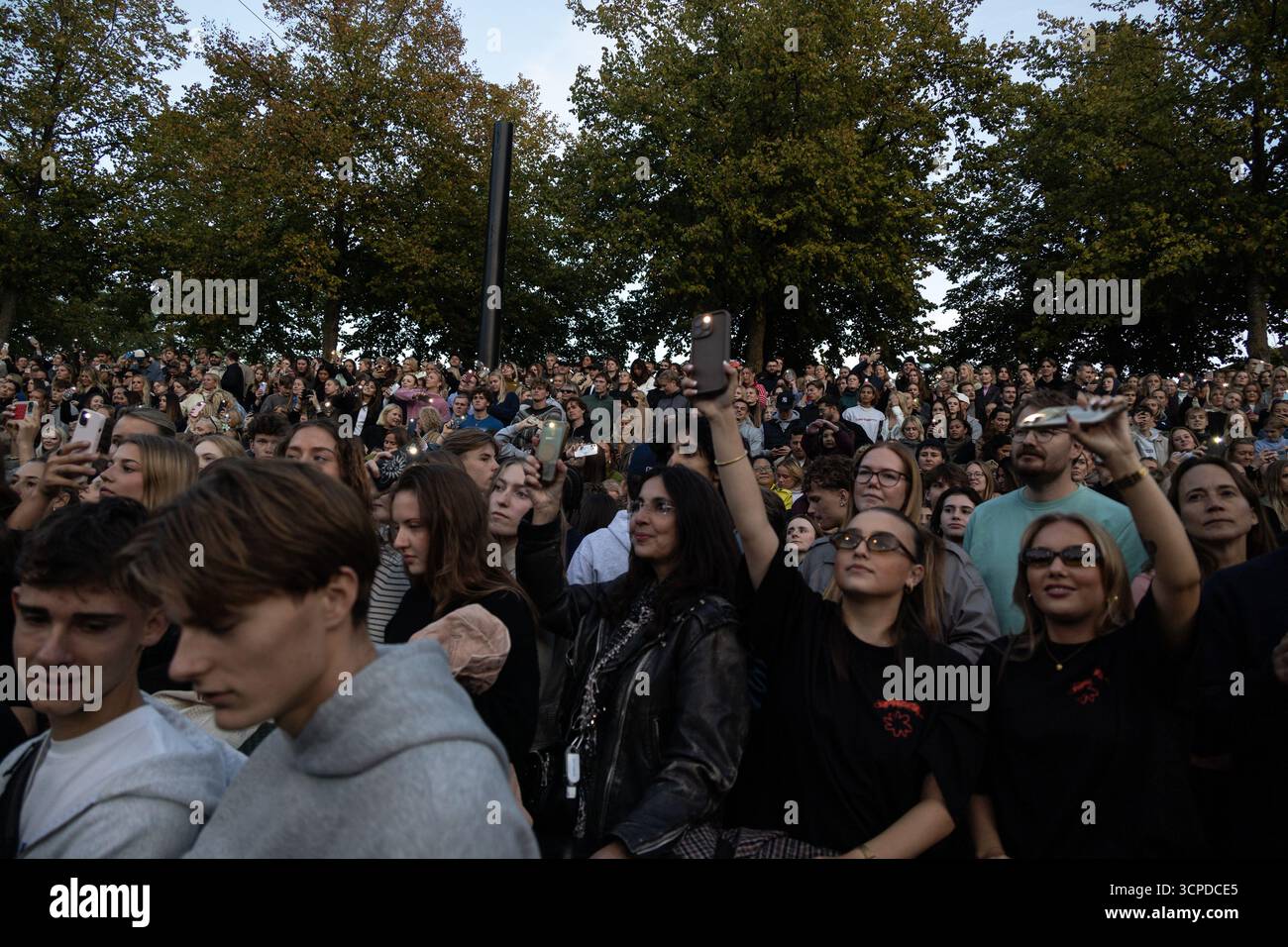 The crowd attends a free concert by the Danish band APHACA at ...