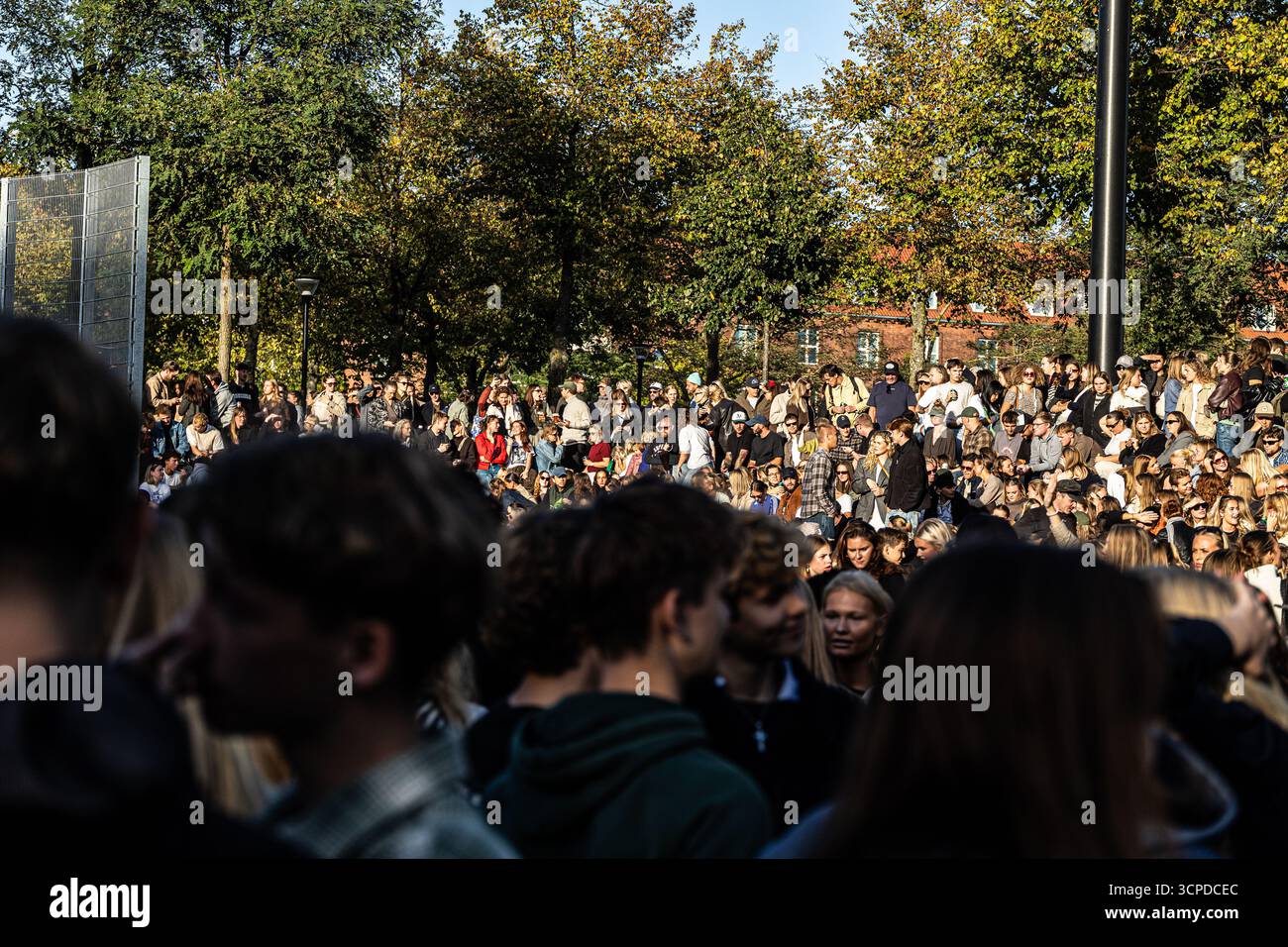The crowd attends a free concert by the Danish band APHACA at ...
