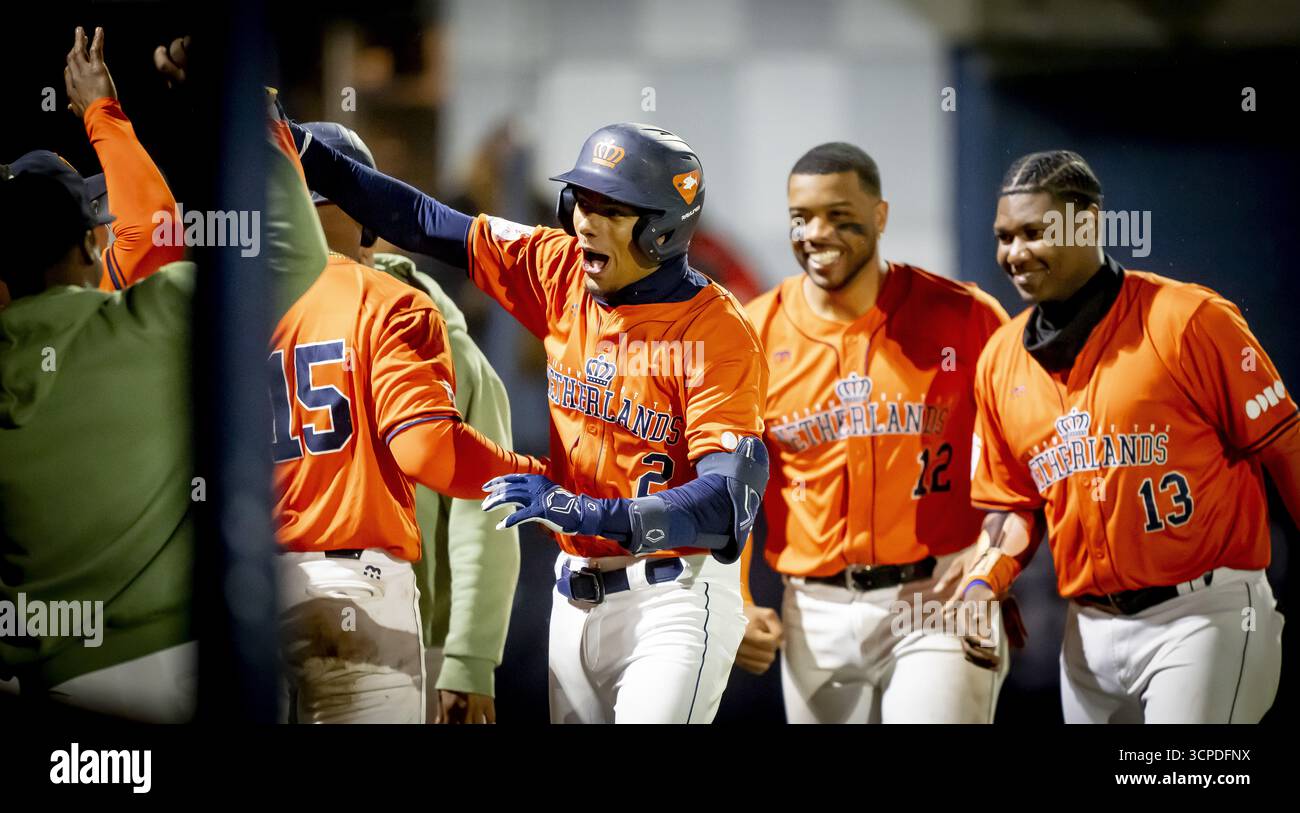 ROTTERDAM - Baseball player SELASSA Delano celebrates his home run for ...