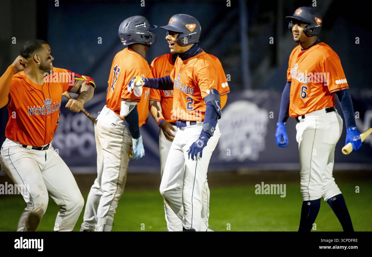 ROTTERDAM - Baseball player SELASSA Delano celebrates his home run for ...