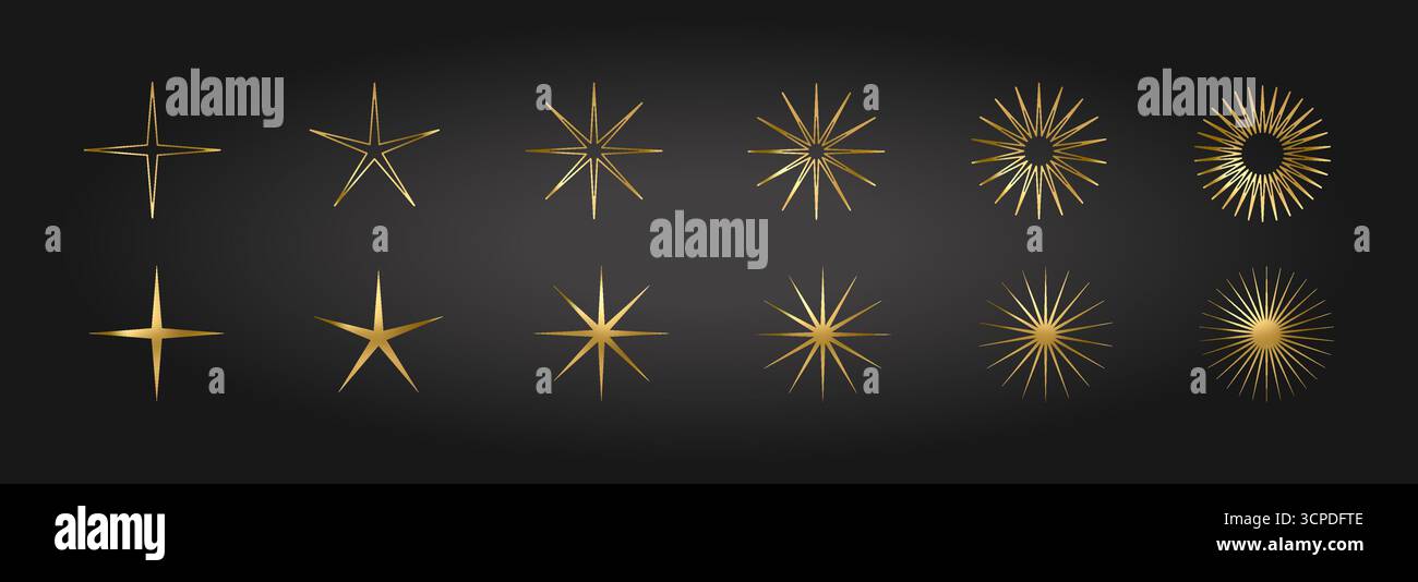 Gold Star icon set. Holiday stars art Stock Vector Image & Art - Alamy