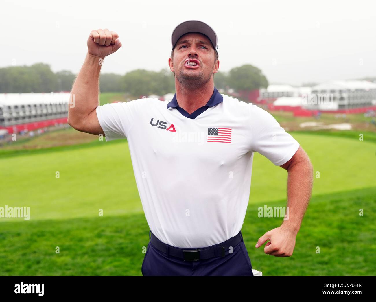 Bryson DeChambeau of Team United States on the 18th green at the ...