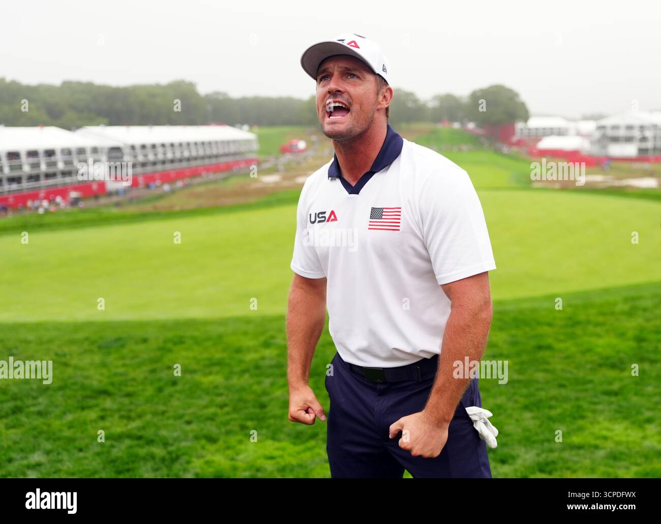 Bryson DeChambeau of Team United States on the 18th green at the ...