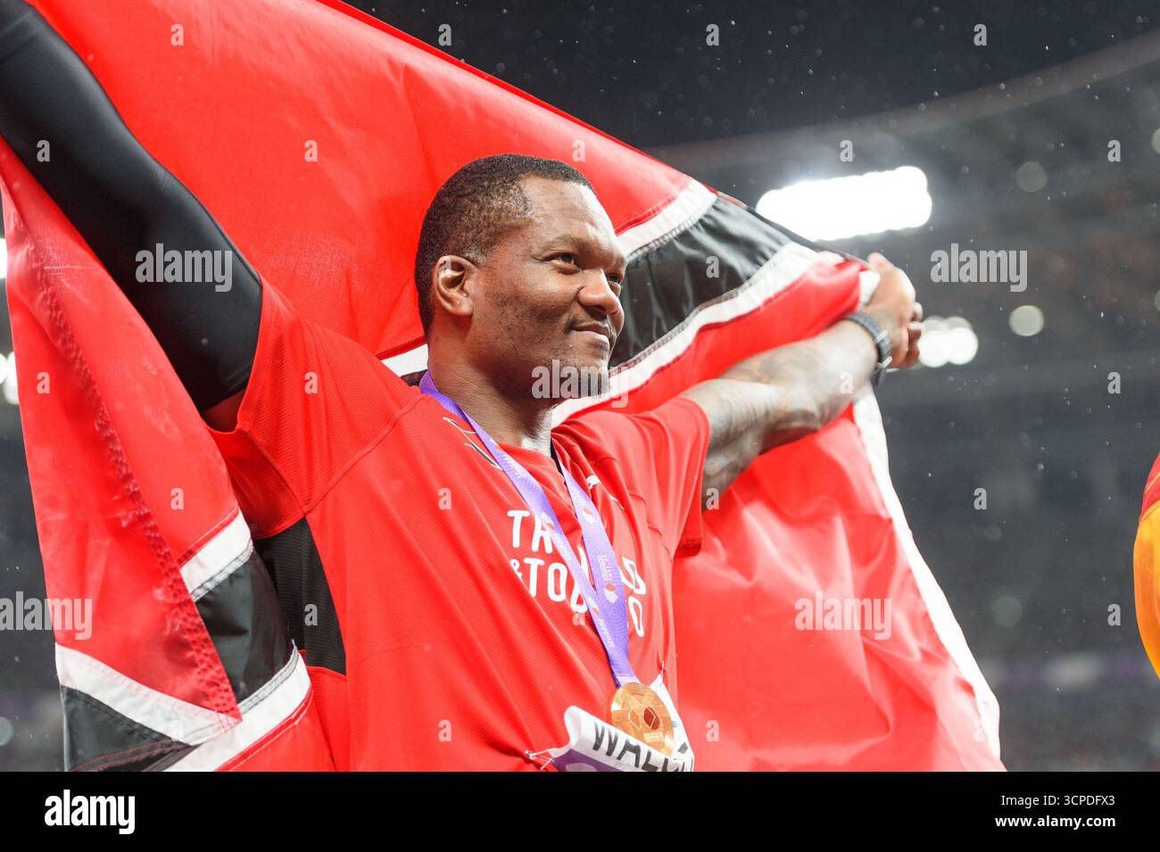 Keshorn Walcott (Trinidas and Tobago) with his gold medal after the ...
