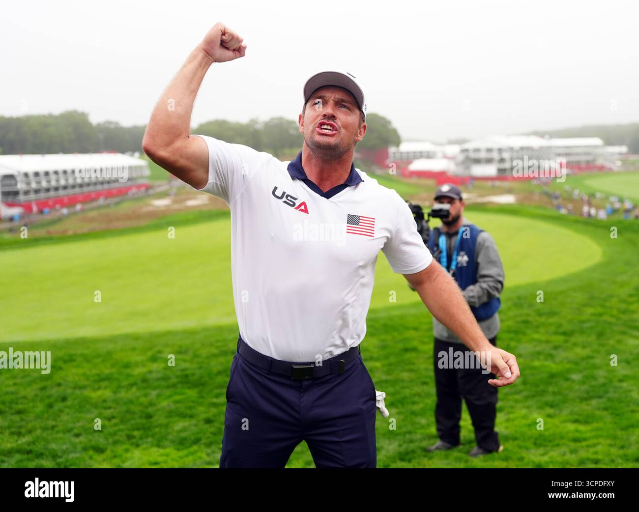 Bryson DeChambeau of Team United States on the 18th green at the ...
