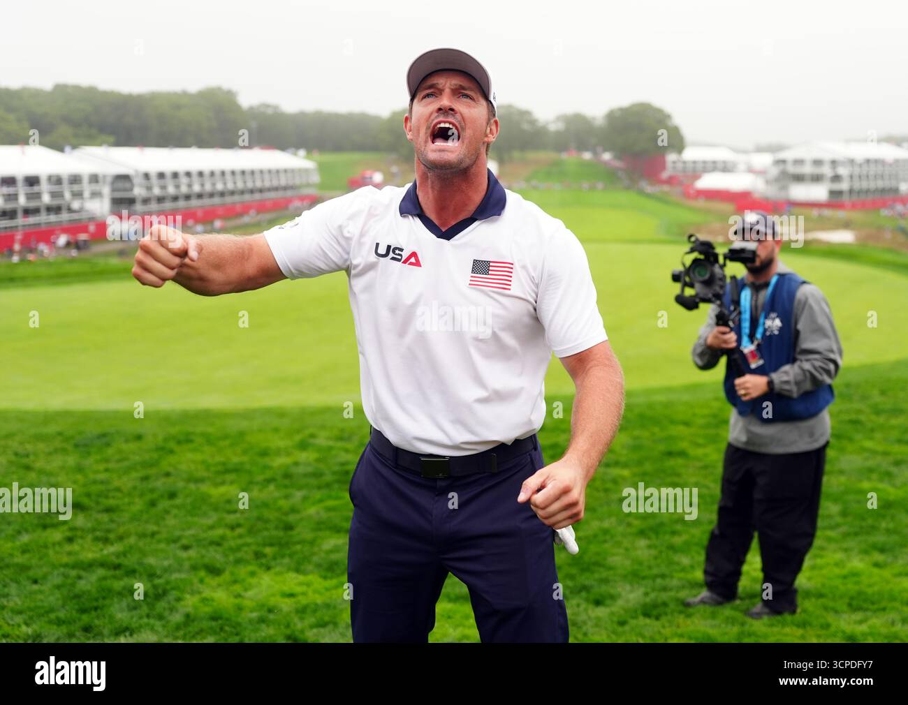 Bryson DeChambeau of Team United States on the 18th green at the ...