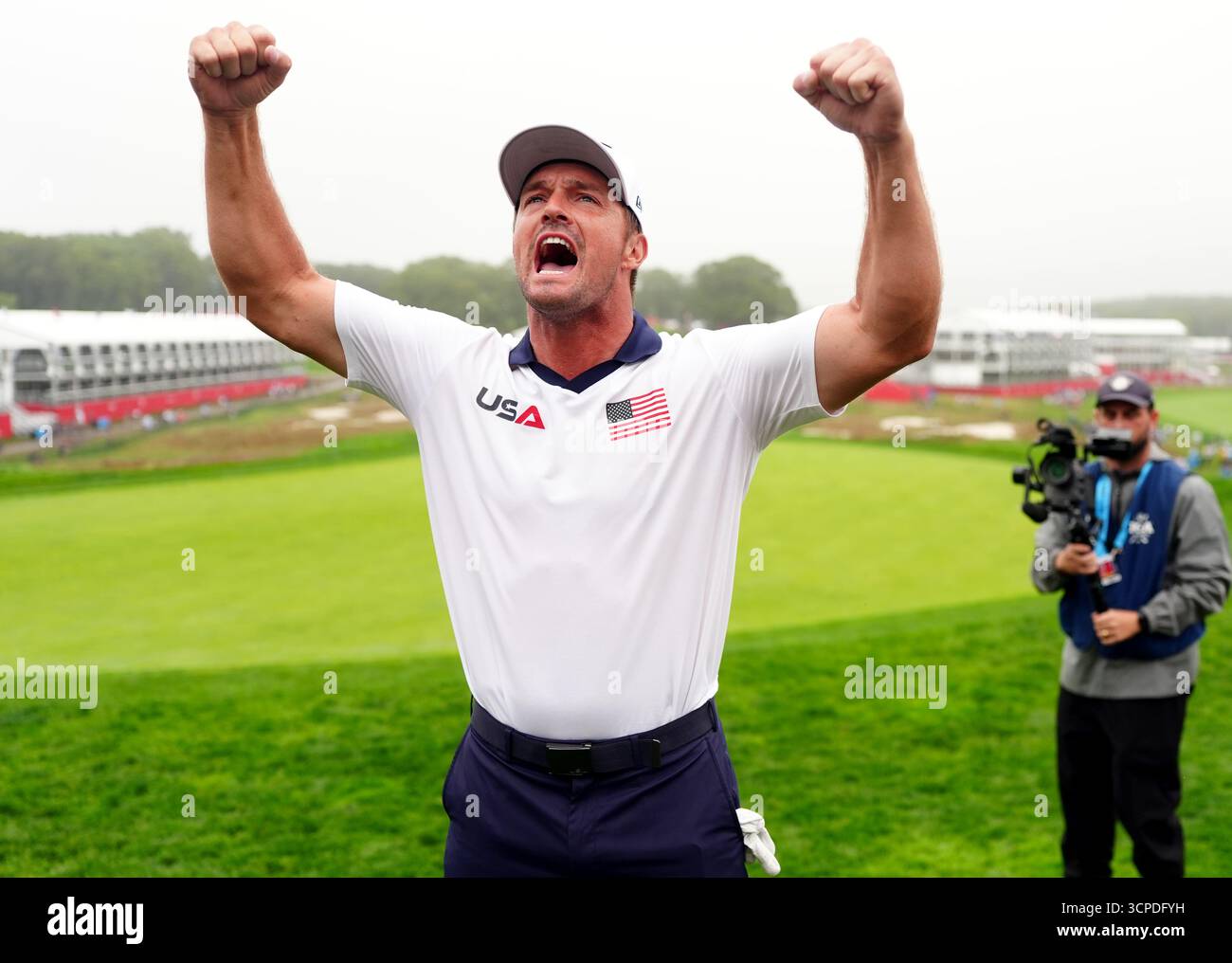 Bryson DeChambeau of Team United States on the 18th green at the ...