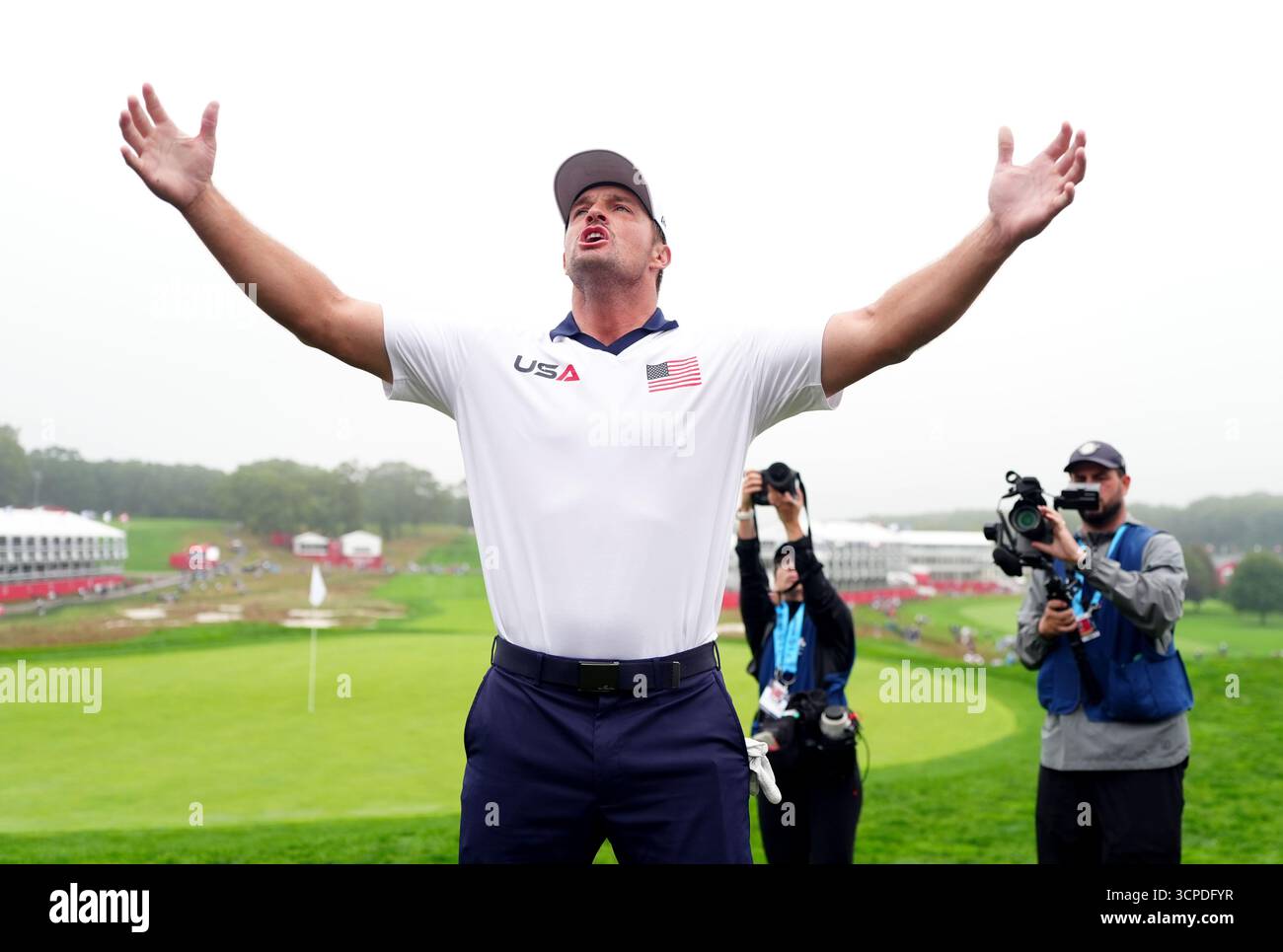 Bryson DeChambeau of Team United States on the 18th green at the ...
