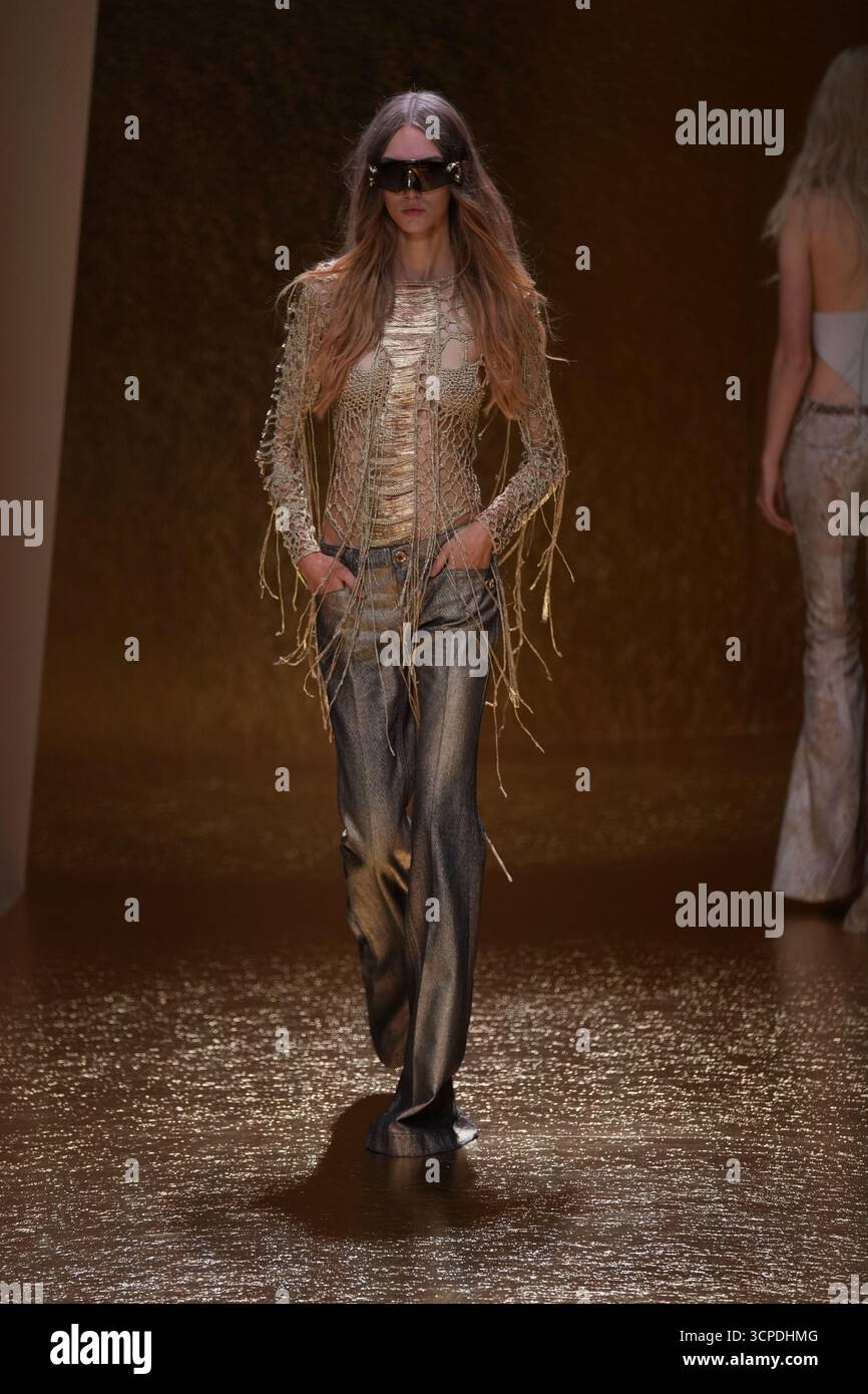 A model wears a creation as part of the Roberto Cavalli Spring/Summer ...