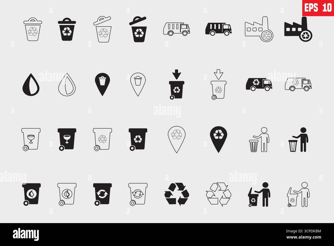 Trash white icons on Stock Vector Images - Alamy
