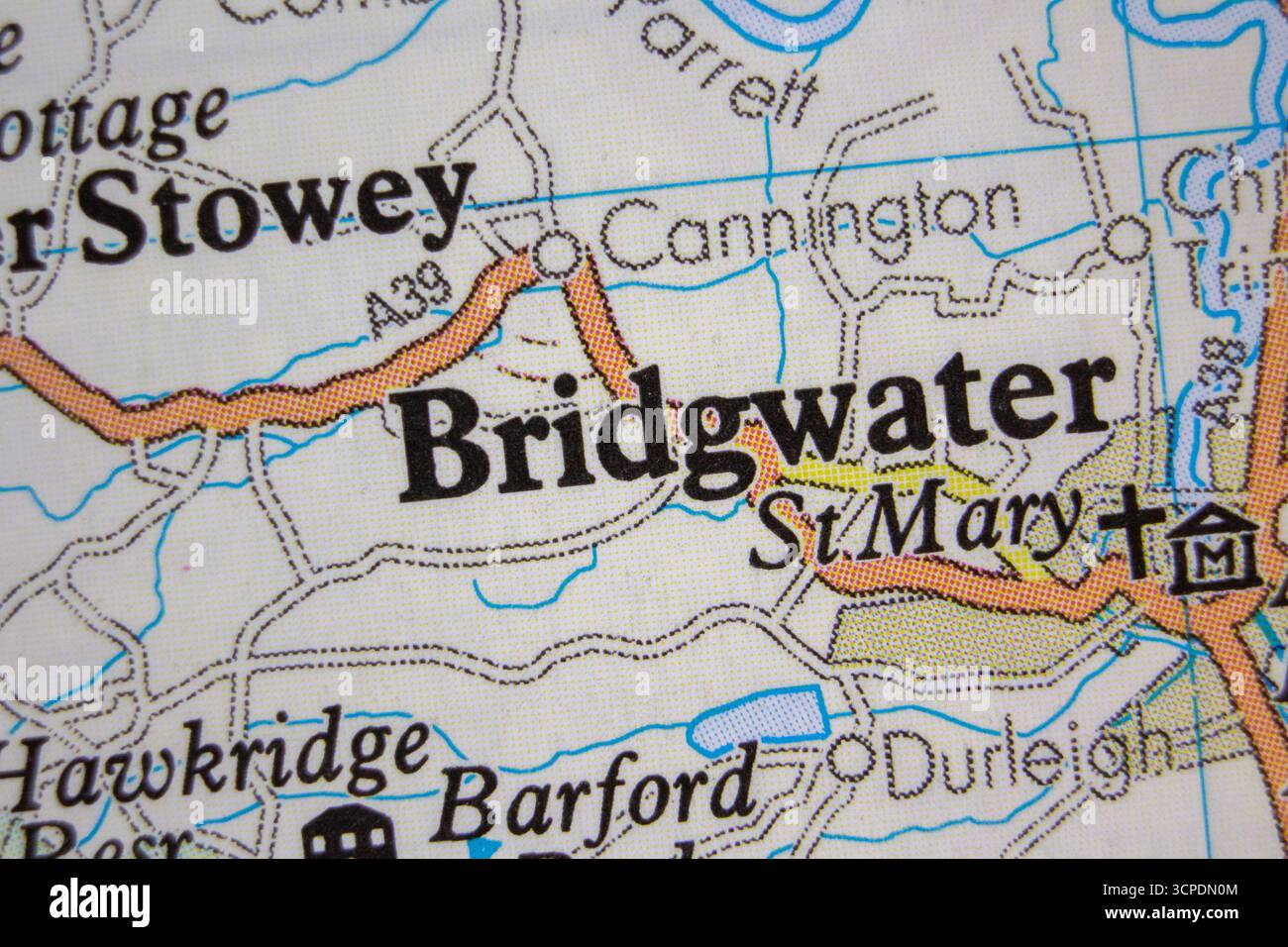Bridgwater - England, United Kingdom colour atlas map town name of the ...