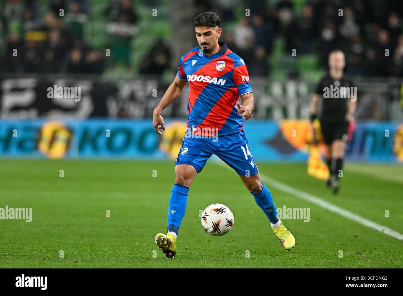Plzen's Merchas Doski in action during the Europa League soccer match between Ferencvaros and ...