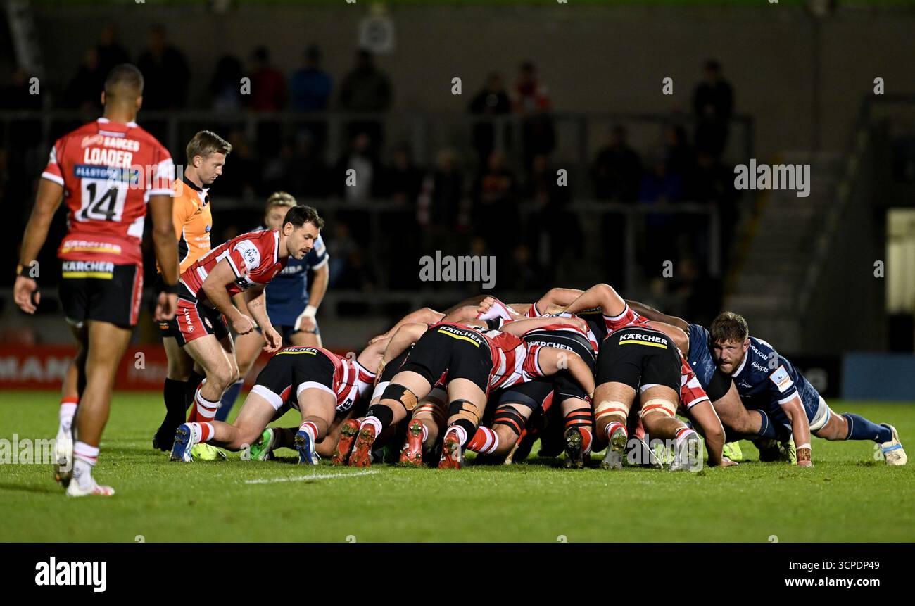 The two teams contest a scrum during the Gallagher PREM match at the ...