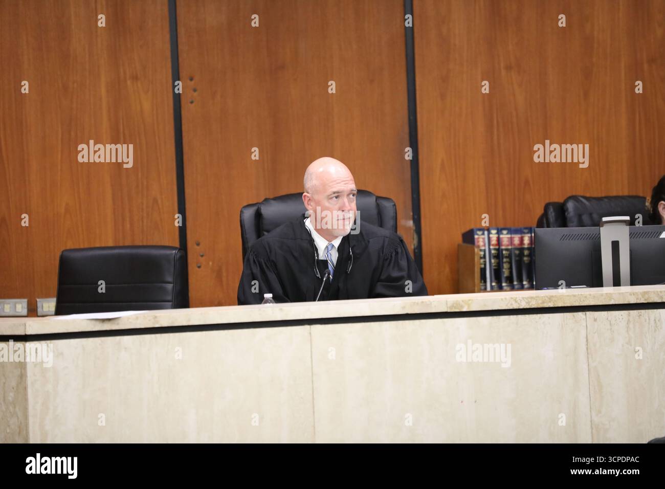 South Carolina Circuit Judge Heath Taylor presides over a hearing as ...