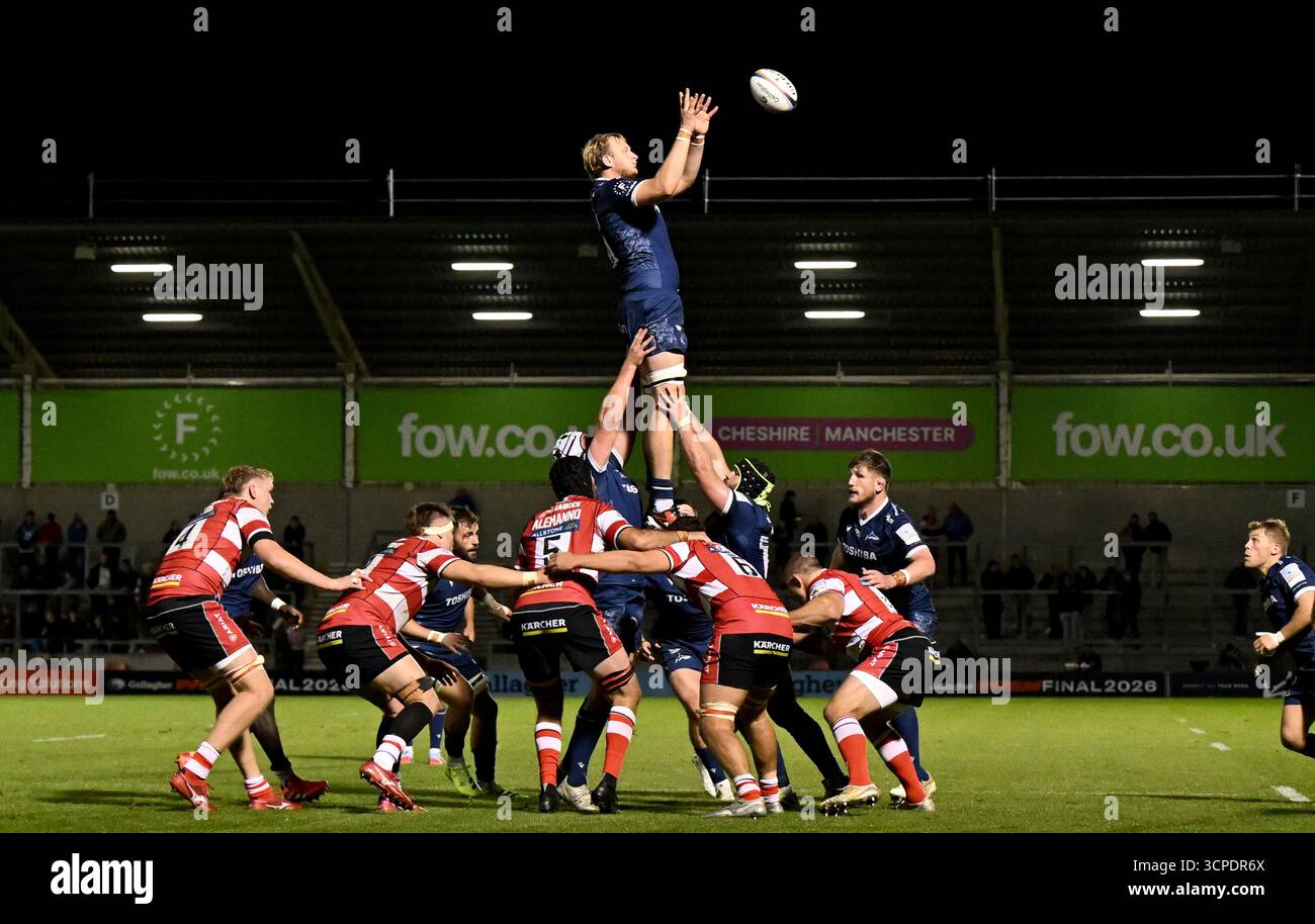 Sale Sharks' Ben Bamber wins a line out during the Gallagher PREM match ...