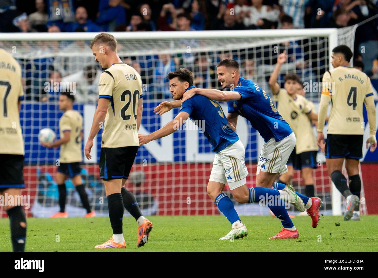 Alberto Reina (N5) celebrating after scoring Oviedo’s first goal during La Liga game between ...