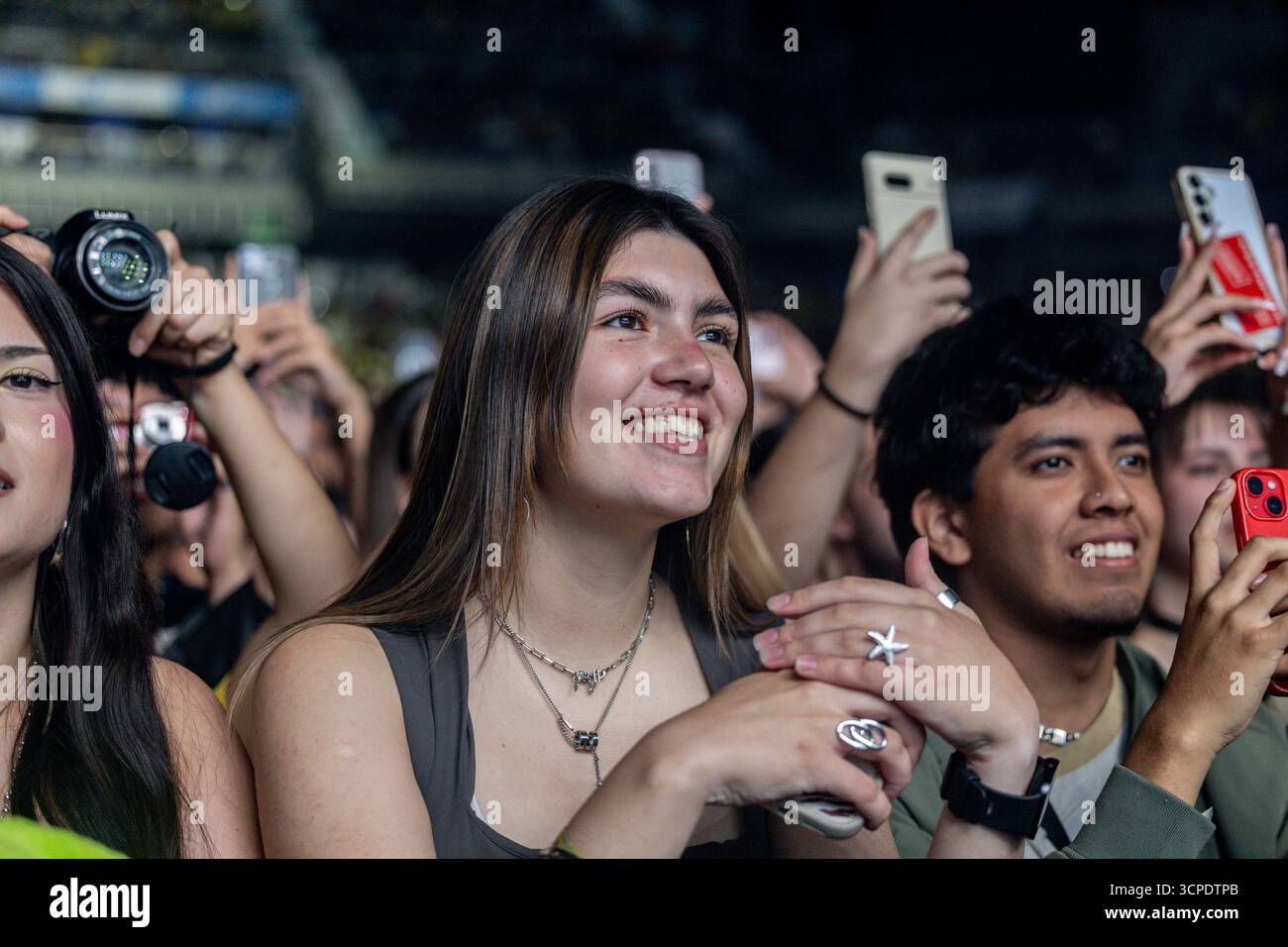 Several people during a concert by singer Rusowsky at the Movistar ...