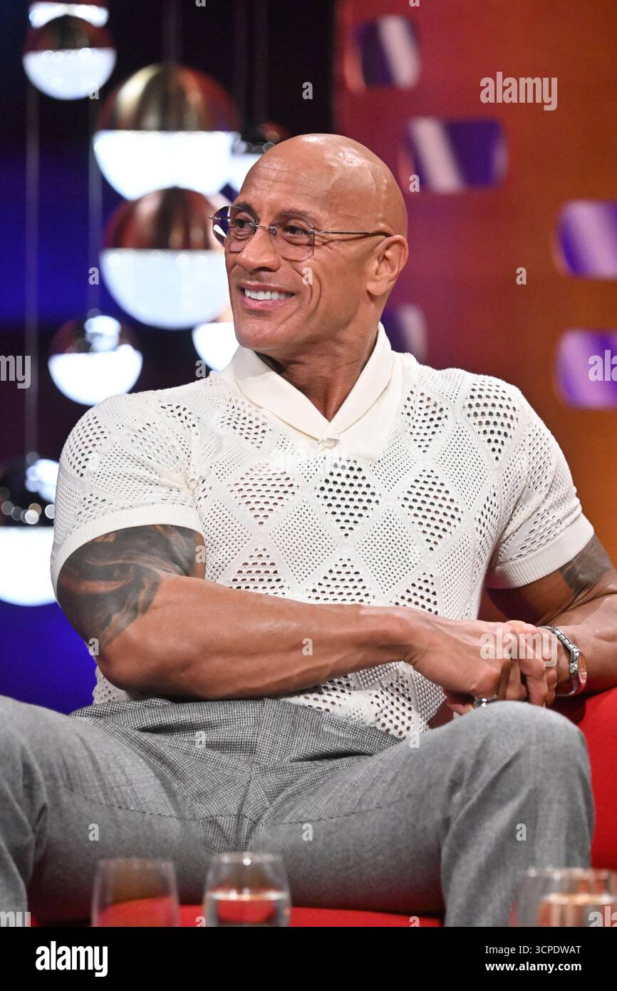 EDITORIAL USE ONLY Dwayne Johnson during filming for the Graham Norton ...