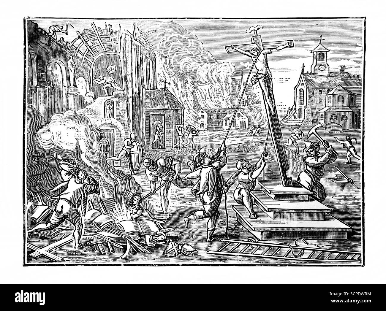 The Heretics overcome the Calvary engraving of the theatre of the ...