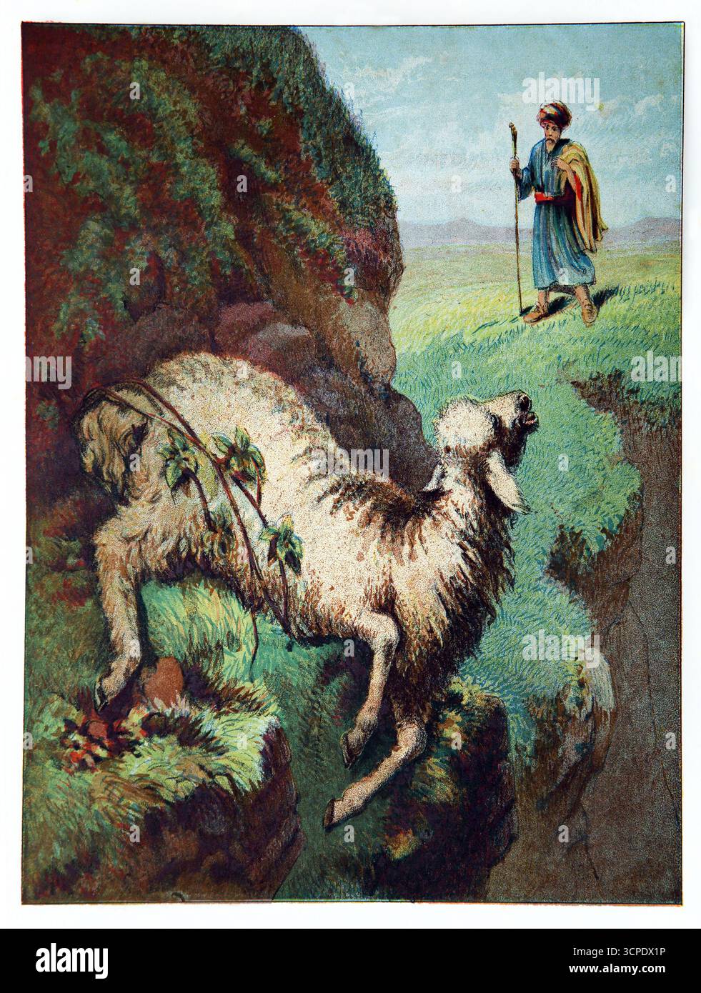 1900 Illustration of Finding the Sheep from a Story of John Bunyan's ...