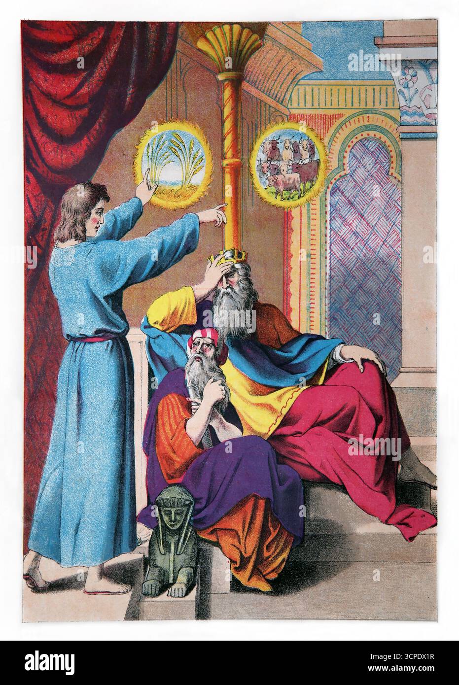 19th Century Illustration of Joseph Interpreting the Pharaoh's Dream ...