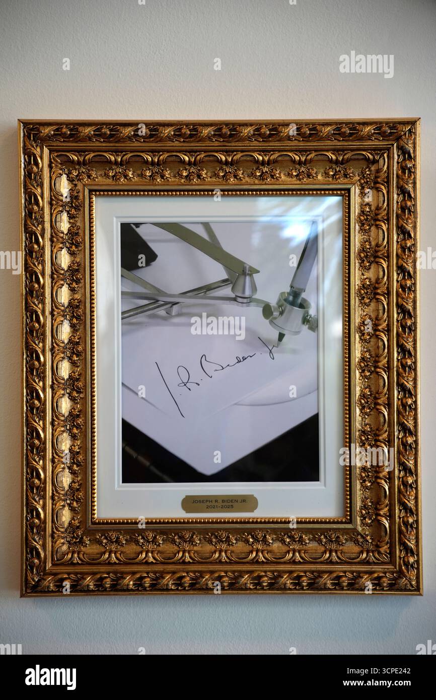 A pictures of an autopen of former President Joe Biden's signature is ...