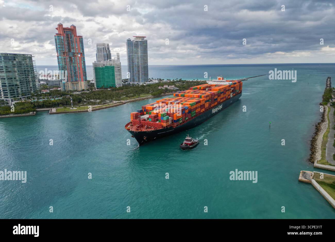 Miami, Florida, USA - January 16, 2025: Freight container on cargo ...