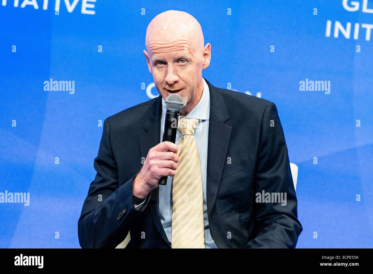 Tim Cadogan, CEO, GoFundMe, speaking at the Clinton Global Initiative ...
