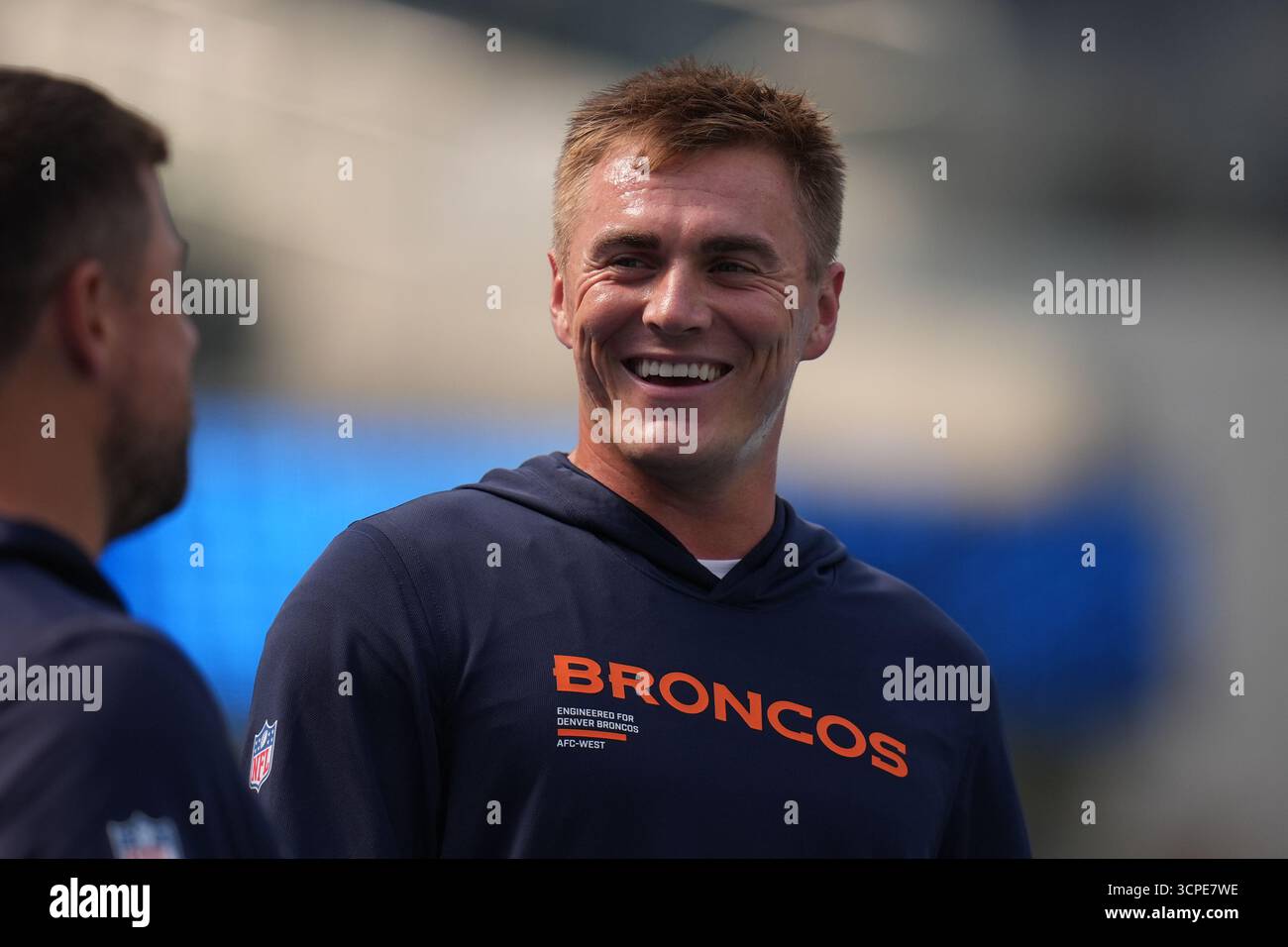 Denver Broncos quarterback Bo Nix before of an NFL football game ...