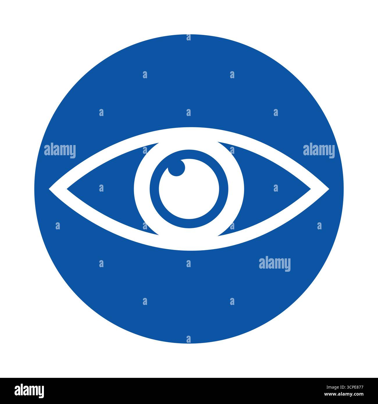 This image features an eye symbol contained within a blue circle ...