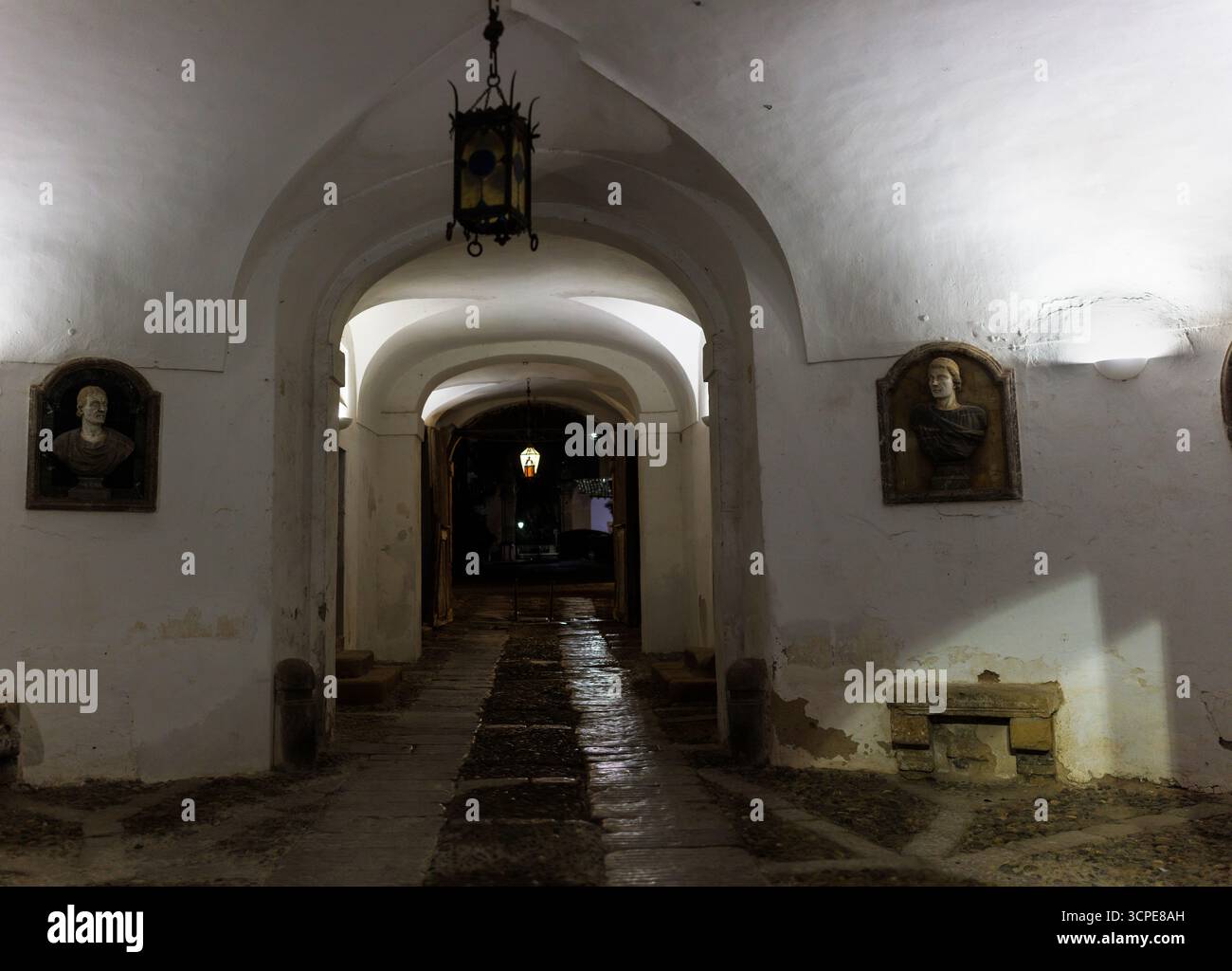 Porch with Bas-relief portraits on the ground floor of Villa Palagonia ...